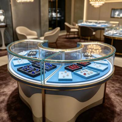 China Island Display Cabinet with Modular Surround Layout and Dimmable Brightness Anti-glare Freestanding Display Cabinet for sale