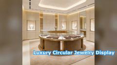 Luxury Circular Jewelry Display Case with Gold Frame