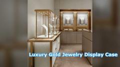 Luxury Gold Jewelry Display Case Custom Retail Showcase