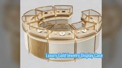 Luxury Curved Gold LED Jewelry Display Case