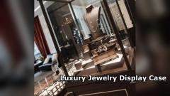 Luxury Dark Wood Jewelry Display Case with LED Lighting
