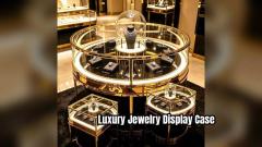 Luxury Round Gold Jewelry Display Case with LED Lighting