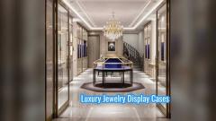 Modern Gold Jewelry Display Case with LED Lighting