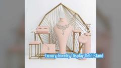 Luxury Jewelry Display Props Gold Velvet Stand Set