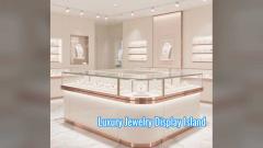 Luxury Cream Rose Gold Jewelry Display Island Counter