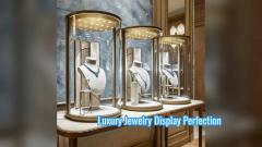 Luxury Round Glass Jewelry Display Case with LED Lighting
