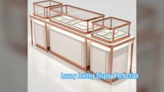 Luxury White and Rose Gold Jewelry Display Showcase
