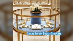Luxury Round Glass Jewelry Display Table with LED Lighting