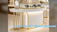 Luxury White Gold Jewelry Display Case Modern Retail Design