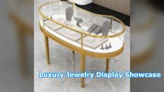 Luxury Octagonal Jewelry Display Case Premium Gold Showcase
