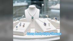 Modern White Round Jewelry Display Case with LED Lighting