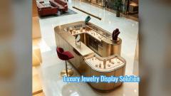 Luxury Champagne Gold Jewelry Display Counter Showcase