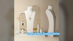 Luxury Jewelry Display Set White Velvet and Gold Stand