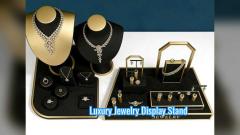 Luxury Black Velvet and Gold Jewelry Display Stand Set