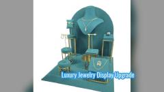 Luxury Teal and Gold Jewelry Display Set for Retail Stores