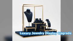 Luxury Navy Gold Jewelry Display Stands for Retail Stores