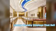 Custom Modern Jewelry Store Displays Champagne Gold Design