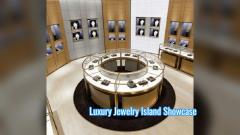 Luxury Jewelry Island Display Case Custom Gold Showcase