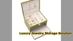 Luxury Green Leather Jewelry Organizer Storage Case