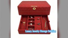 Luxury Red Quilted Leather Jewelry Box Organizer
