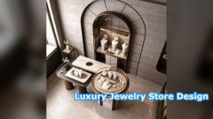Luxury Marble and Gold Jewelry Store Display Fixtures