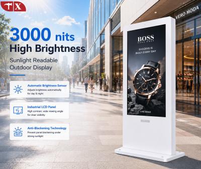 China Commercial 75” Outdoor LCD Advertising Display with 3000nits High Brightness for sale