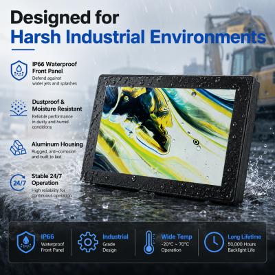 China 10.1 Inch Industrial Waterproof Touch Monitor IP66 HDMI Display 1000-2000 Nits Capacitive Touch Screen OEM ODM for sale