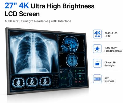 China 27 Inch 4K UHD Medical LCD Display 1800 Nits High Brightness LCD Panel for sale
