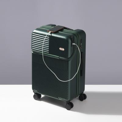 China Front-Opening Multi-Functional Luggage New Pull-Along Suitcase with Multi-Directional Wheels Combination Lock Travel Case Leather Suitcase for Men and Women abs hard shell luggage for sale