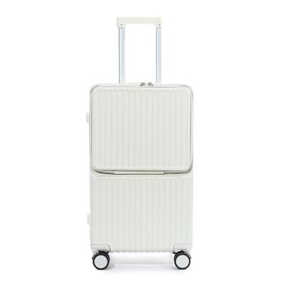 China Multi-Functional Cabin-Size ABS Front-Opening Suitcase - (White, 20-inch) | Luggage | Innovative Front-Opening Design | Hidden Cup Holder travel luggage Supplier for sale