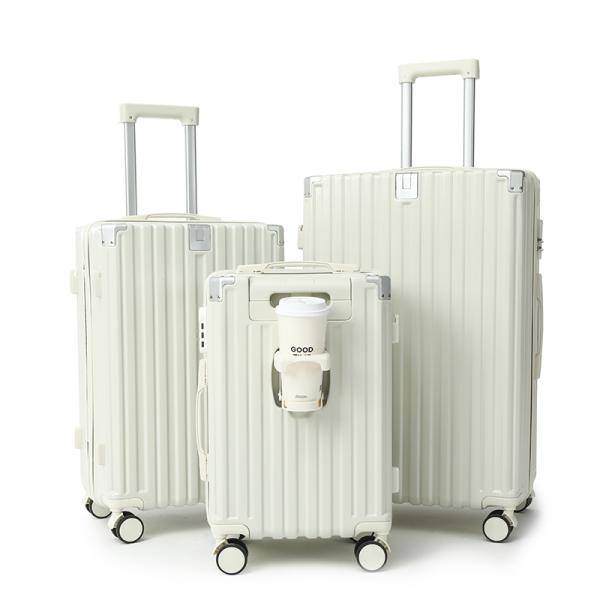 Quality 3 piece hard shell suitcase set 1682 New cup holder Mute universal wheel for sale