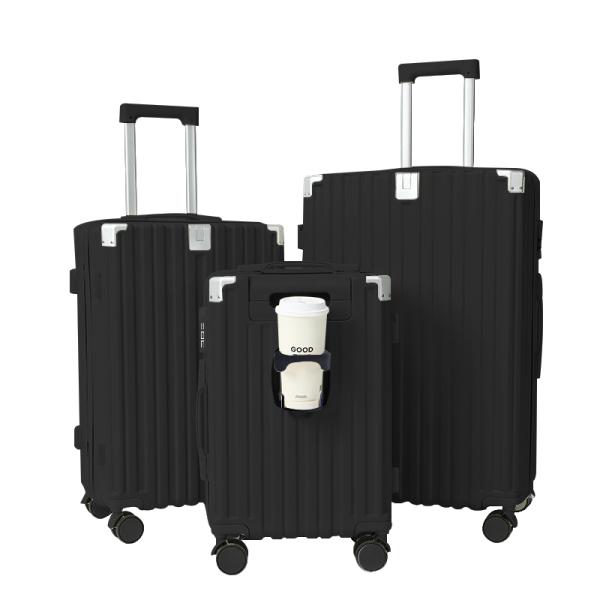 Quality 3 piece hard shell suitcase set 1682 New cup holder Mute universal wheel for sale