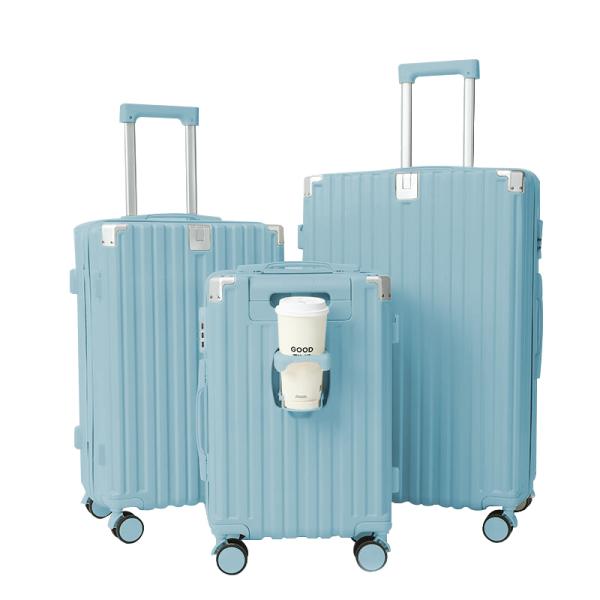 Quality 3 piece hard shell suitcase set 1682 New cup holder Mute universal wheel for sale