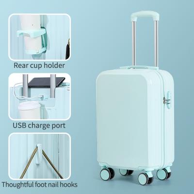 China Blue color PC suitcase Flat trolley suitcase Best-selling Matte Finish Luggage, ABS Hard-Shell Trolley Suitcase, Student Travel Bag, Large Capacity Waterproof Shock-Resistant Combination Lock Suitcase for sale