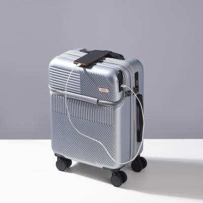 China Front-Opening Multi-Functional Luggage New Pull-Along Suitcase with Multi-Directional Wheels Combination Lock Travel Case Leather Suitcase for Men and Women abs hard shell luggage for sale