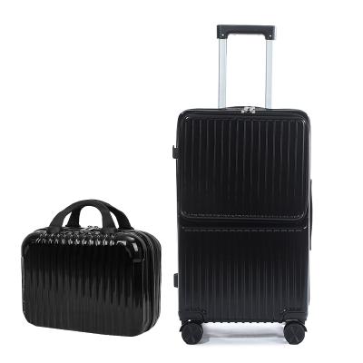 China 2in1 Set includes 14-inch,20-inch luggage with Scratch-Resistant Material Front-Open Pocket Laptop Trolley Carry-On Size Luggage Supplier with Hidden Cup Holder PC suitcase hard shell luggage case for sale
