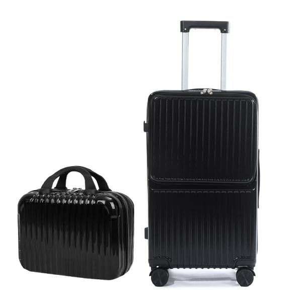 Quality 2in1 Set includes 14-inch,20-inch luggage with Scratch-Resistant Material Front-Open Pocket Laptop Trolley Carry-On Size Luggage Supplier with Hidden Cup Holder PC suitcase hard shell luggage case for sale