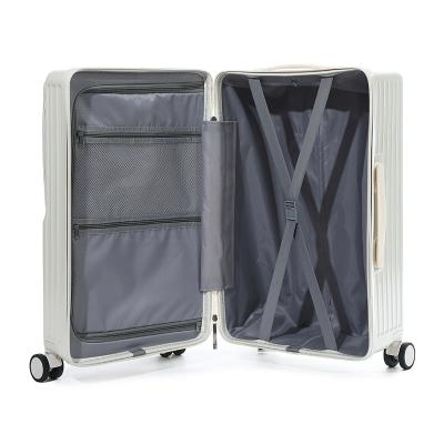 China 2in1 Set includes 14-inch,20-inch luggage with Scratch-Resistant Material Front-Open Pocket Laptop Trolley Carry-On Size Luggage Supplier with Hidden Cup Holder PC suitcase hard shell luggage case for sale