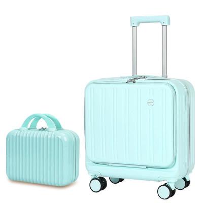 China 18 inch mini suitcase Carry-on travel luggage ABS New Multi-Functional Front-Opening Suitcase Hard-Shell Suitcase with Spinner Wheels Front-Opening Pocket Suitcase -1988 for sale
