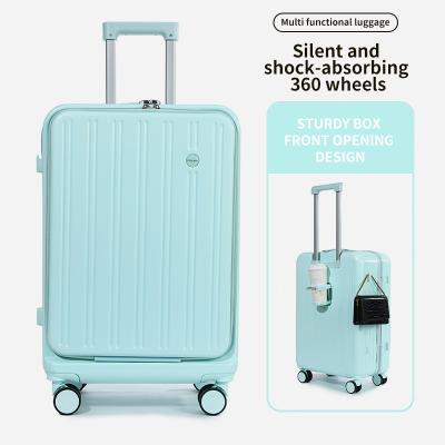 China 18 inch mini suitcase Carry-on travel luggage ABS New Multi-Functional Front-Opening Suitcase Hard-Shell Suitcase with Spinner Wheels Front-Opening Pocket Suitcase -1988 for sale