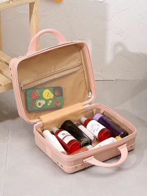 China 14 Inch Portable Hard Shell Cosmetic Travel Case, Crush-Proof ABS Portable Cosmetic Case Suitcase Mini Travel Hand Luggage with Elastic Strap, Cosmetic Suitcase for Train Camping, Black color for sale