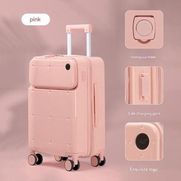 Quality 1084 Front-opening TSA-approved trolley case, ABS+PC aluminum frame luggage versatile travel luggage for sale
