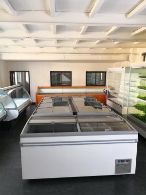 China Frost Free Commercial Chest Freezer Sliding Door , Glass Top Island Freezer for sale