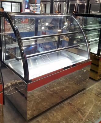 China Front Curved Glass Display Fridge Cake Showcase Cooler For Coffee Shops for sale