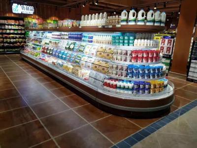 Cina Frigorifero aperto dell'esposizione dell'annuncio pubblicitario dell'isola del supermercato con l'estremità arrotondata in vendita
