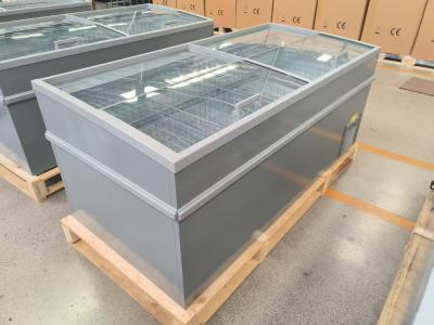 China Up‑Down Sliding Door End‑Cap Island Freezer R290 Plug‑in Commercial Display for sale