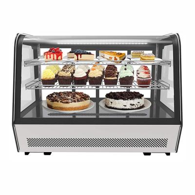 China Mini Countertop Refrigerated Bakery Display Case Curved Glass Digital Thermostat for sale