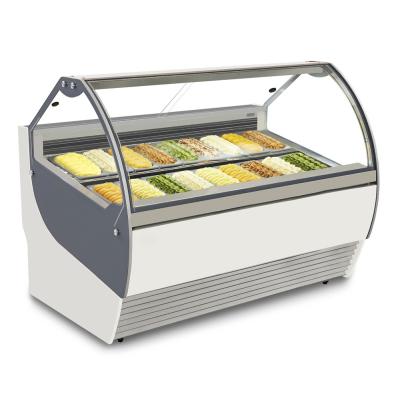 China Curved Glass Ice Cream Refrigerated Display Showcase With High Performance for sale
