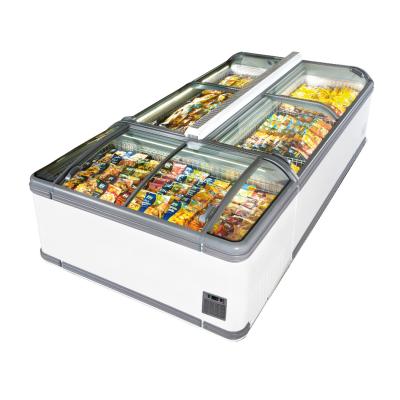 China Auto Defrost Horizontal Display Freezer With Sliding Doors for sale
