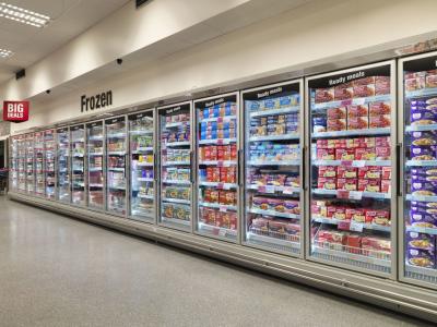 Cina Congelatore di vetro dritto della porta dell'anti nebbia per carne ed il prodotto alimentare sensibile in vendita
